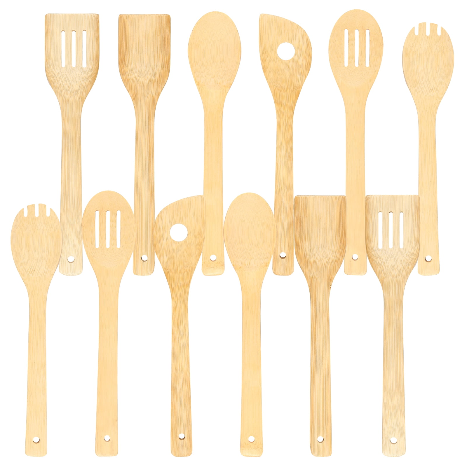 12 Pcs Bamboo Cooking Utensils Set Non Stick Bamboo Cooking Utensils ...