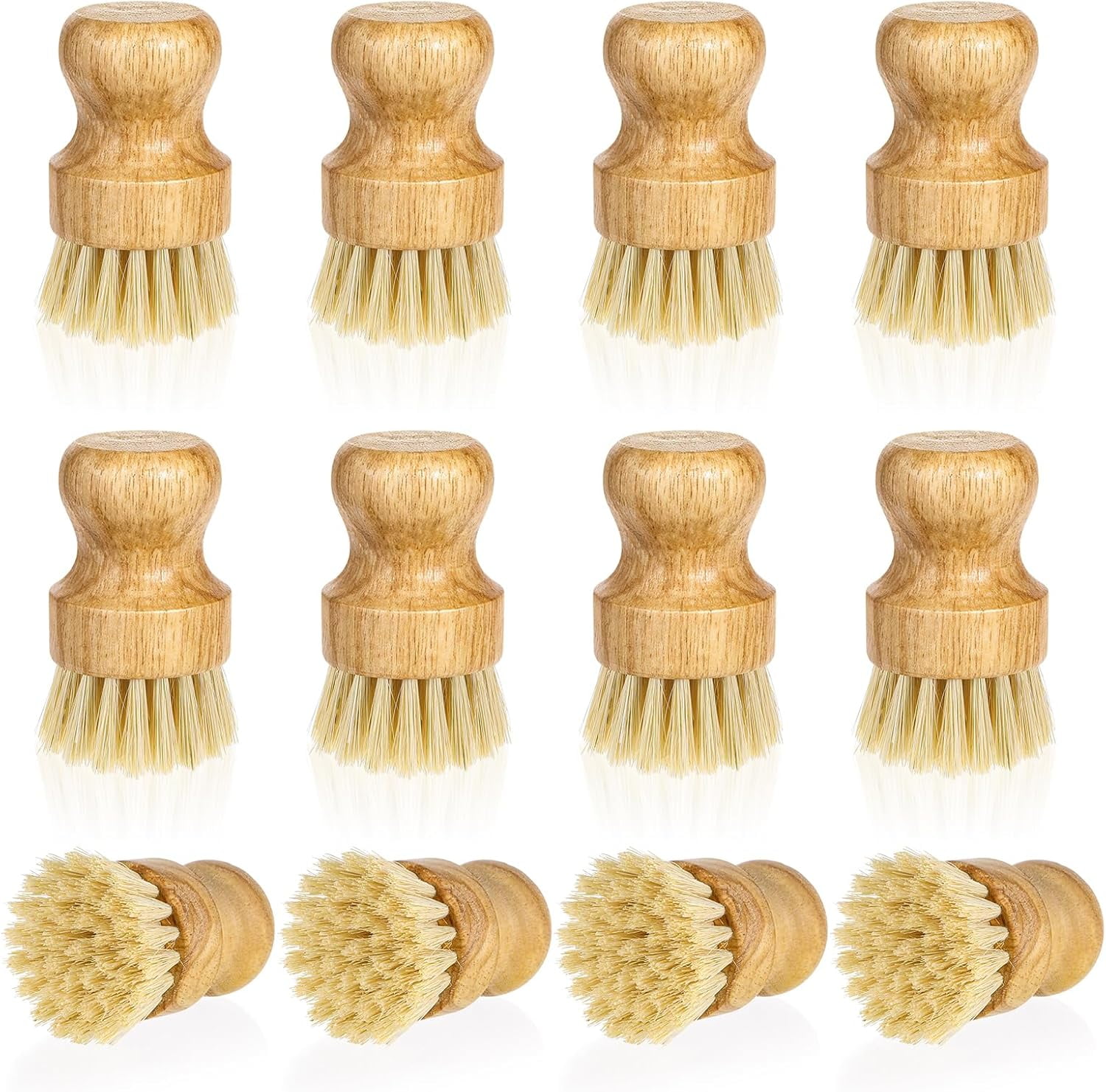 12 Pcs Bamboo Dish Scrub Brushes Kitchen Dishwashing Cleaning Brush ...