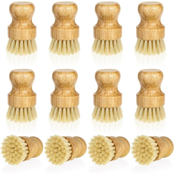 12 Pcs Bamboo Dish Scrub Brushes Kitchen Dishwashing Cleaning Brush ...