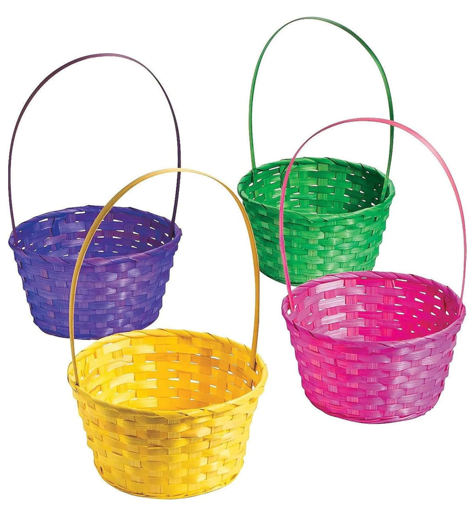 12 Pcs Bamboo Easter Baskets - Large Solid Color 9 In Diameter with 10 ...