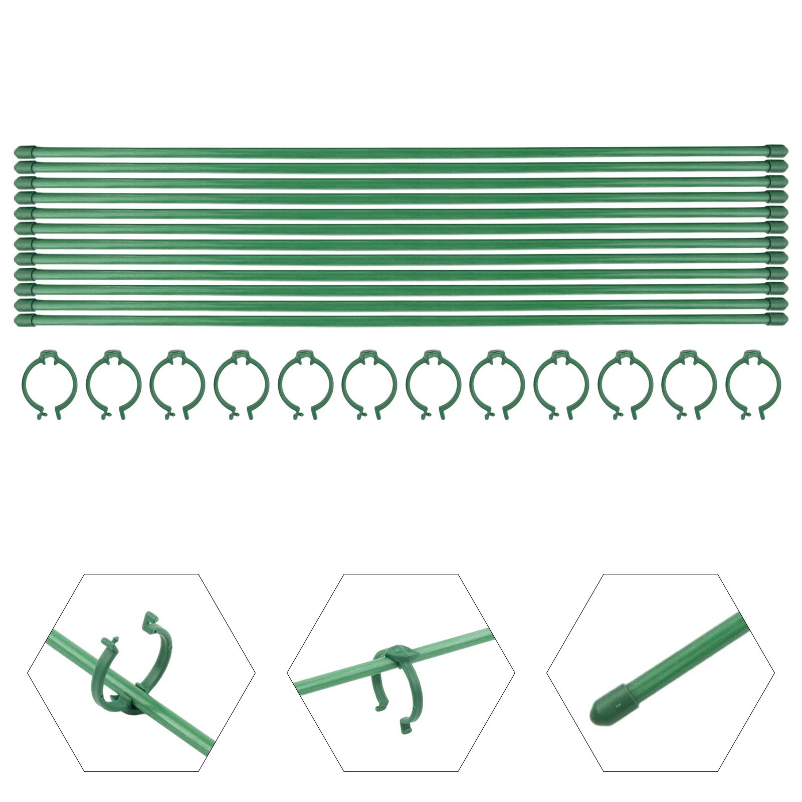 12 Pcs Bamboo Sticks Plant Stake Green Adjustable Garden Single Stem ...