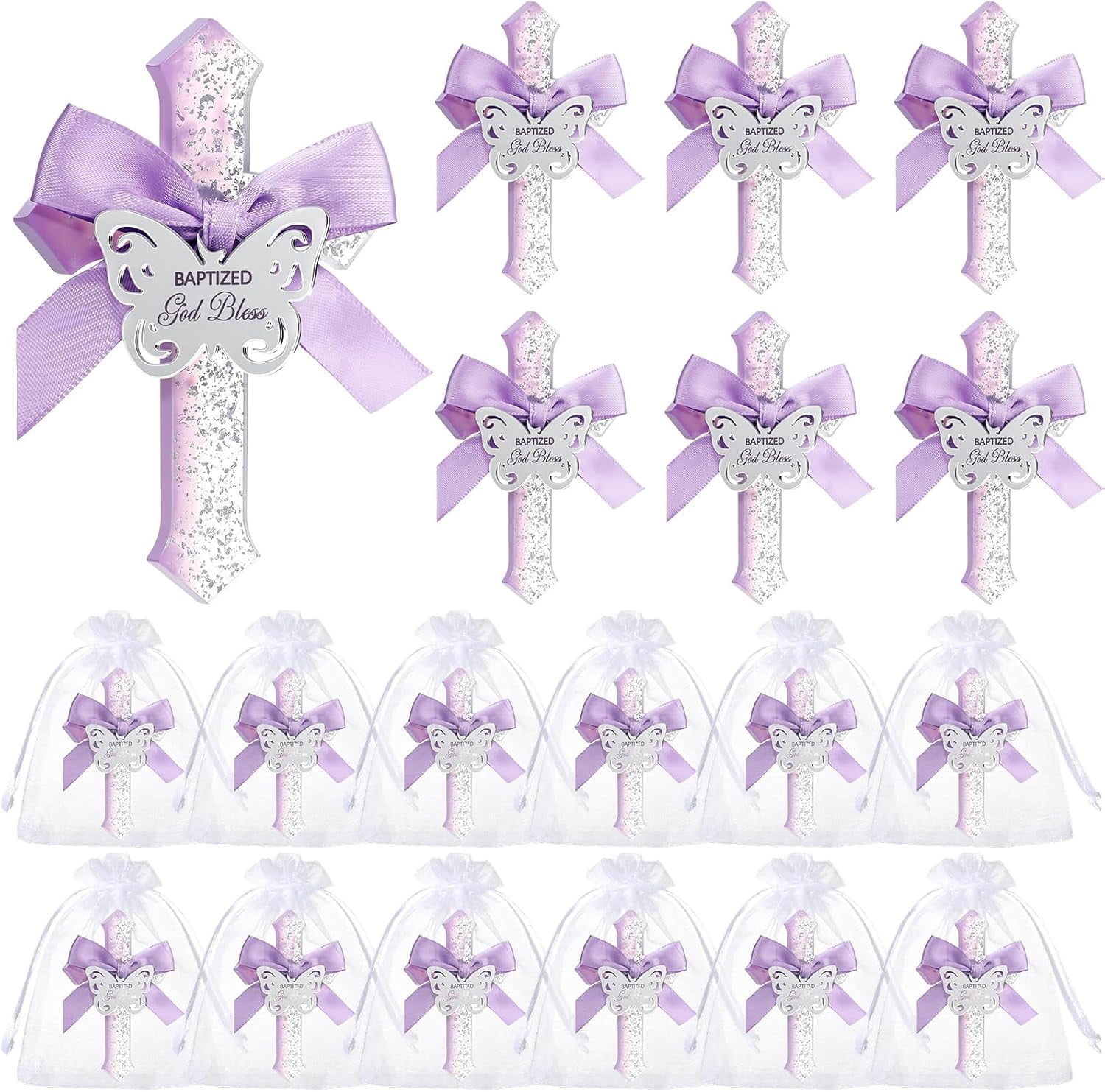 12 Pcs Baptism Favors for Guests Epoxy Cross Fridge Magnets First ...