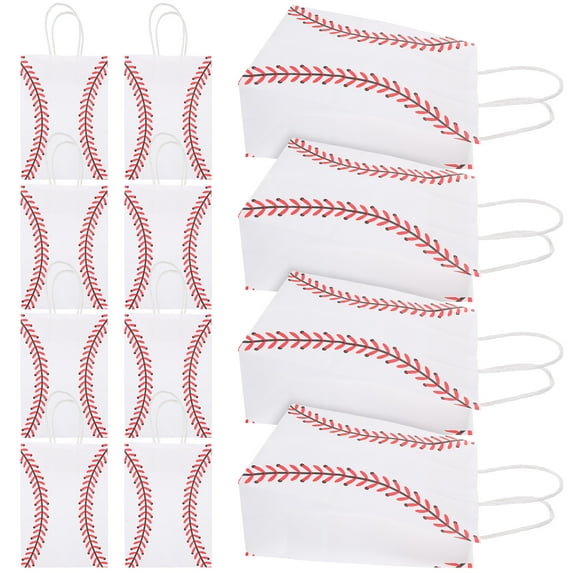 12 Pcs Baseball Gift Bag Tote Bags Birthday Party Supplies White Kraft ...