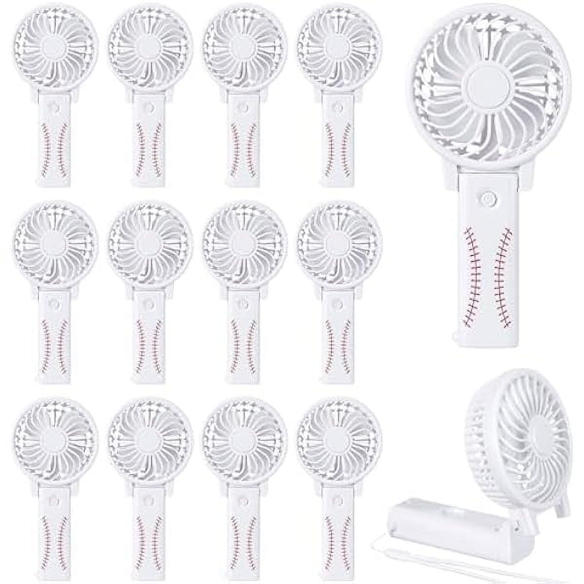 12 Pcs Baseball Portable Fans Bulk Baseball Handheld Fans with Lanyard ...
