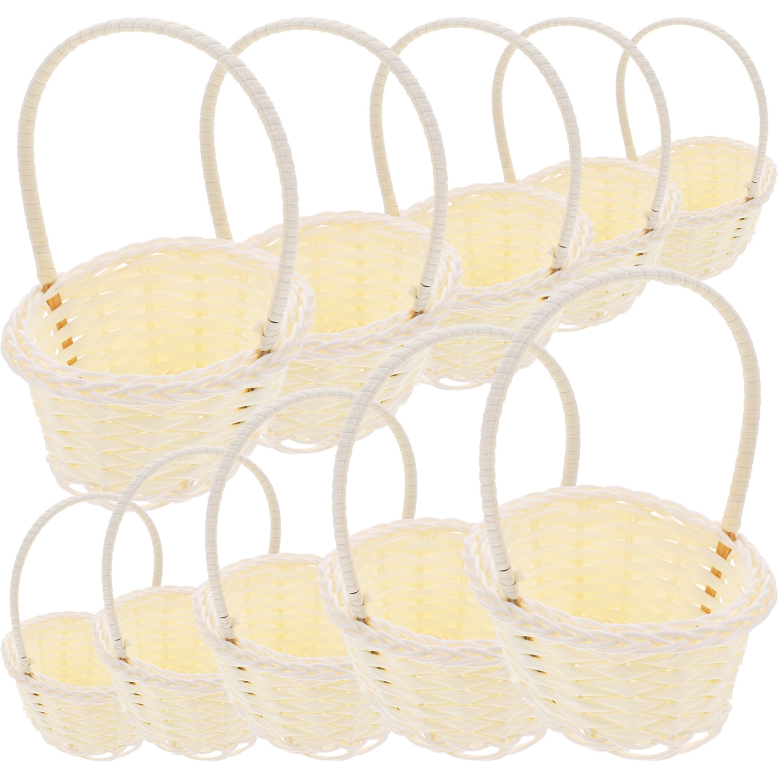 12 Pcs White Wicker Baskets with Handles for Kids Snacks Storage ...