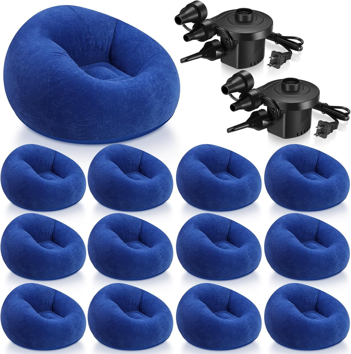 12 Pcs Bean Bag Chairs for Adults Inflatable Chairs with Electric Air ...