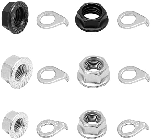 12 Pcs Bike Wheel Axle Nuts and Safety Washers Kit, 3 Size M8/M9.5/M10 ...