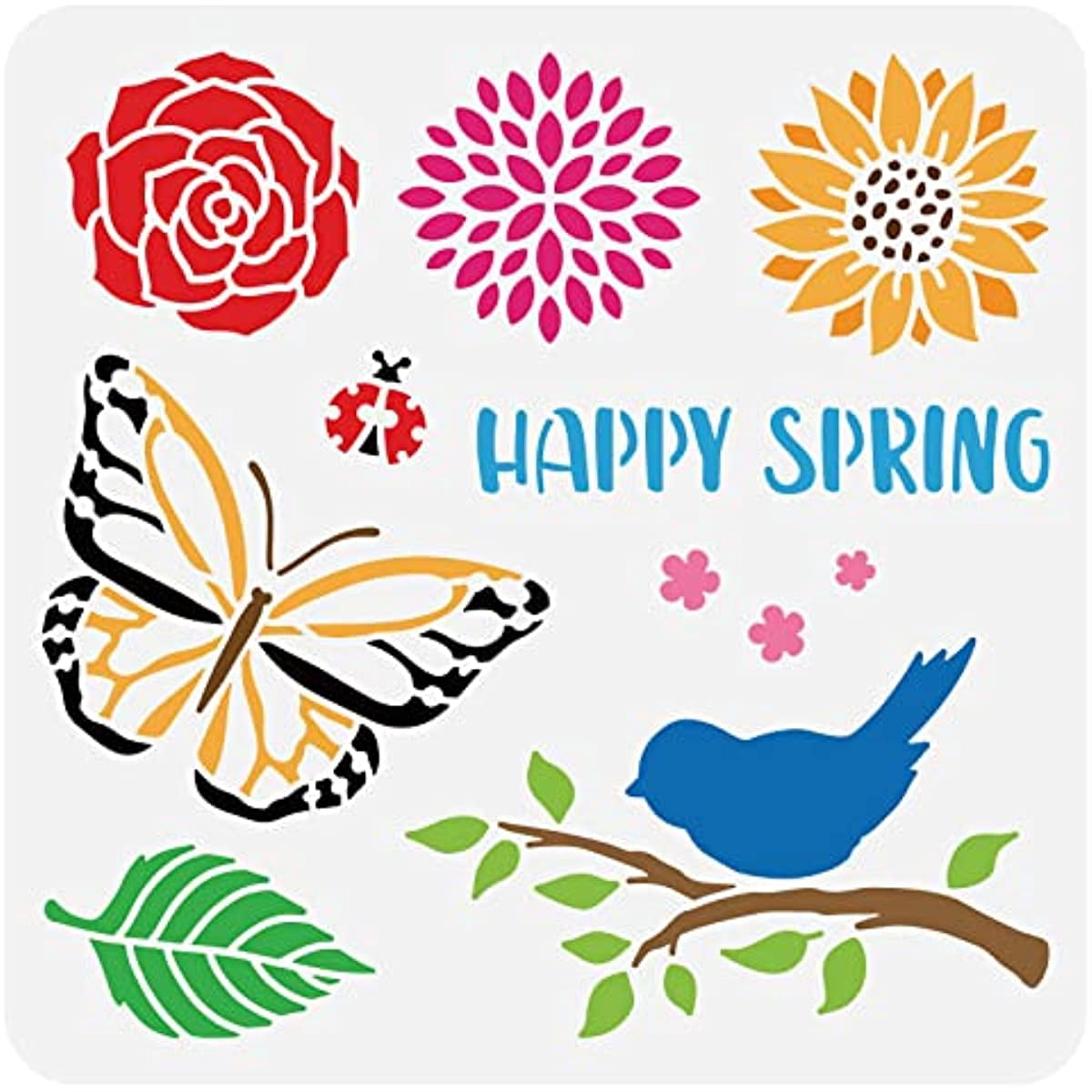12 Pcs Bird Stencil Bird Silhouettes Stencil Plastic Birds with Flowers ...