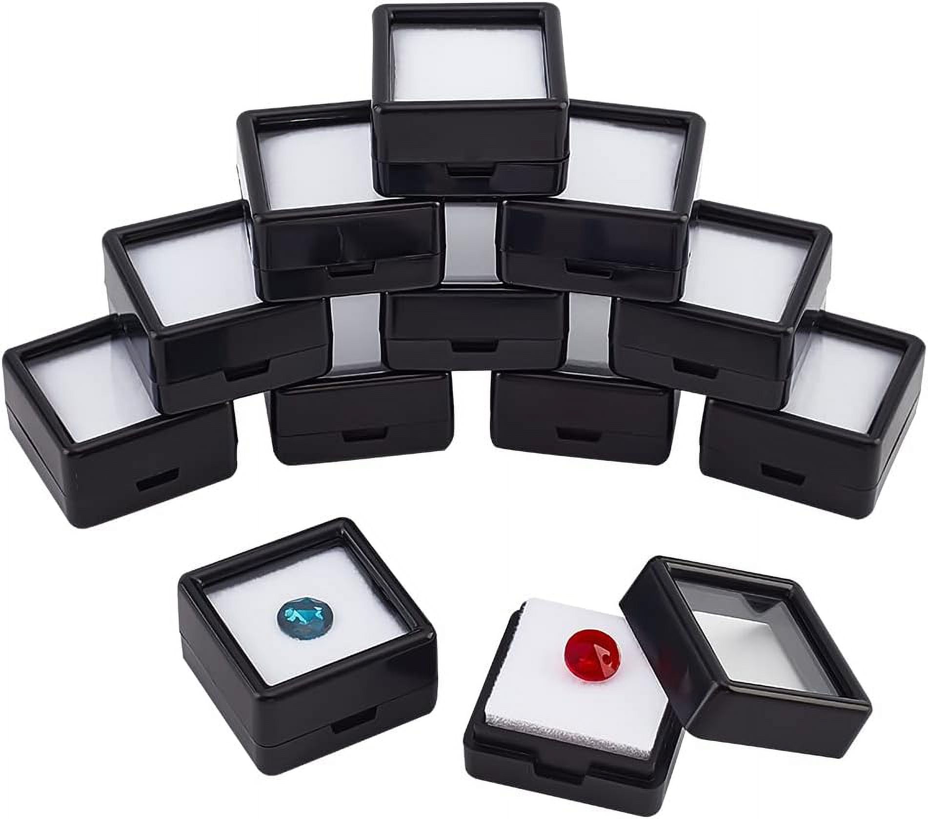 12 Pcs Black Gemstone Display Box with Clear Top 1.18 Inches Square ...