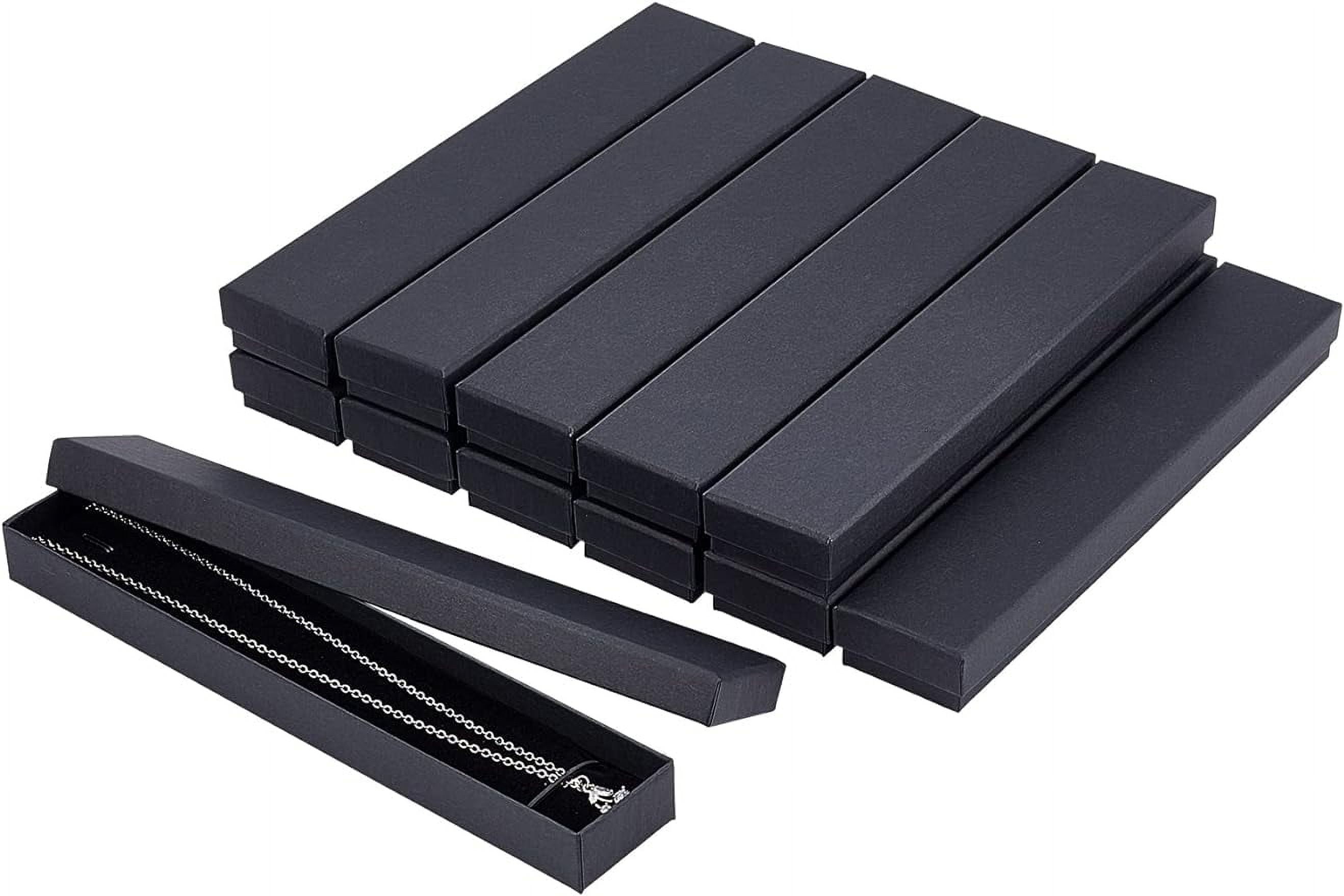 12 Pcs Black Gift Paper Box 8.3x1.6x0.8 Rectangle Cardboard Jewelry Boxes with Sponge Inside ...