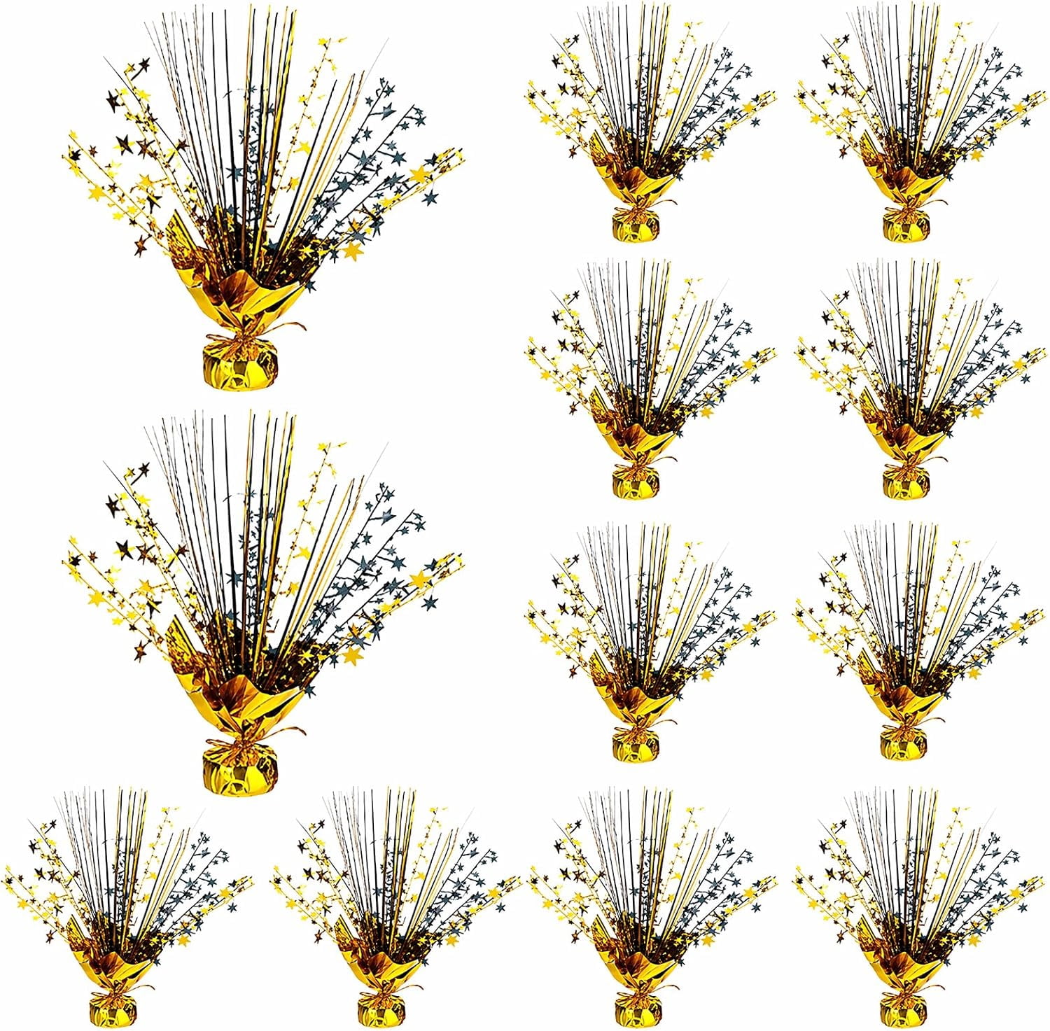 12 Pcs Black and Gold Metallic Foil Spray Table Centerpieces, Gold Star ...