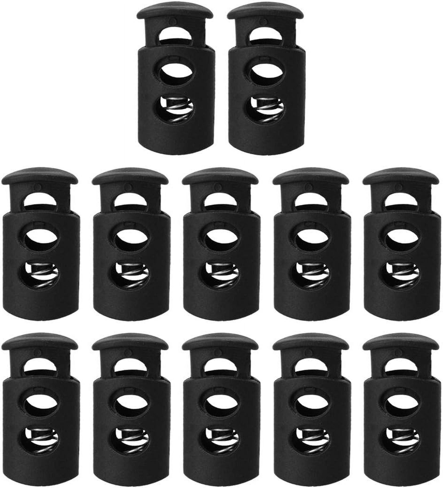 12 Pcs Black Plastic Cord Lock Stopper End Spring Toggle Fastener ...