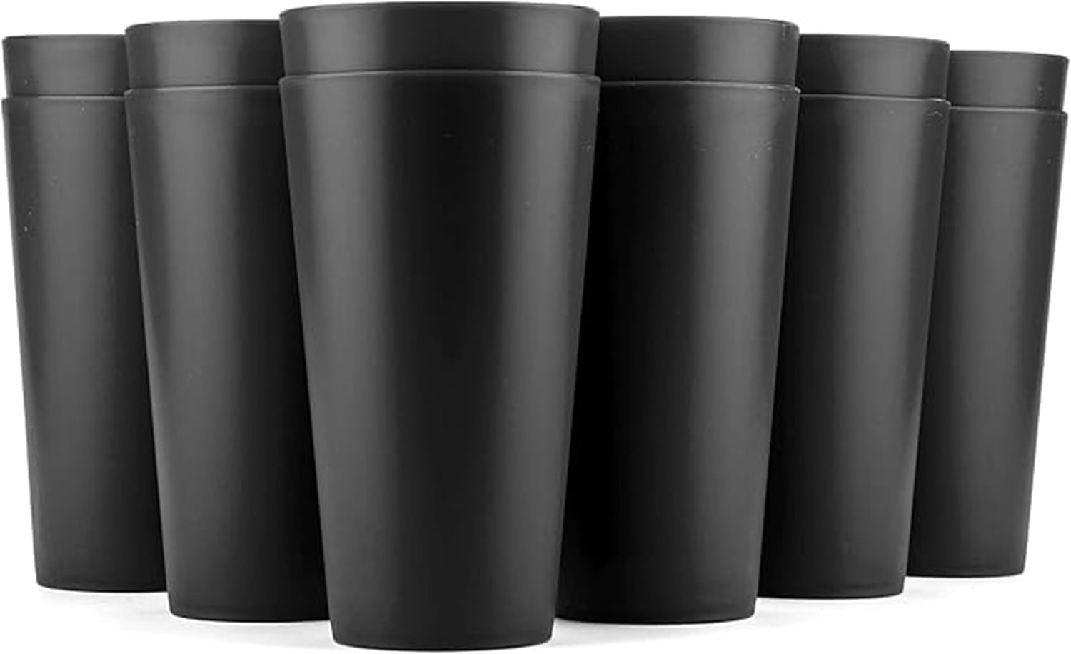 TRIANI 12 Pcs Black Plastic Cups, 18 oz Reusable Unbreakable Cups ...