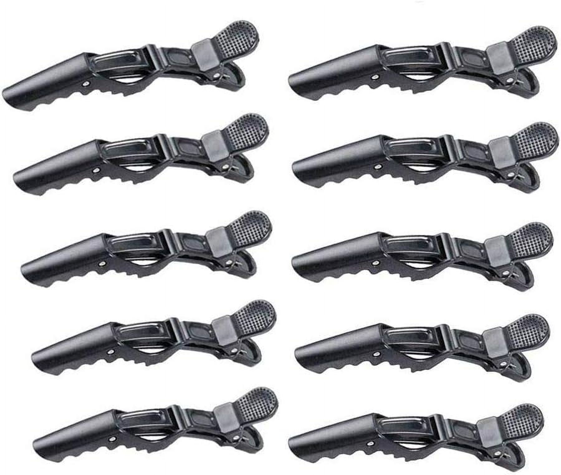12 Pcs Black Plastic Salon Styling Alligator Hair Dressing Clip ...
