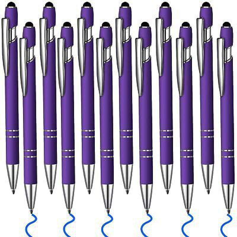 12 Pcs Blue Ink Ballpoint Pen with Stylus Tip 1.0 mm Metal Pen Stylus ...