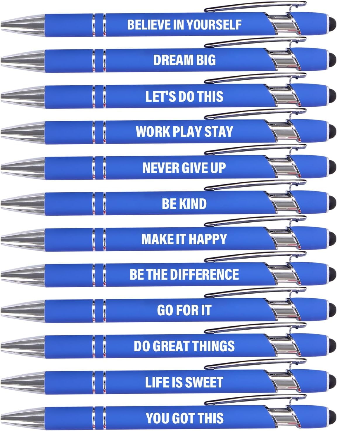 12 Pcs Blue Ink Fine Point Motivational Pens with Stylus Tips ...
