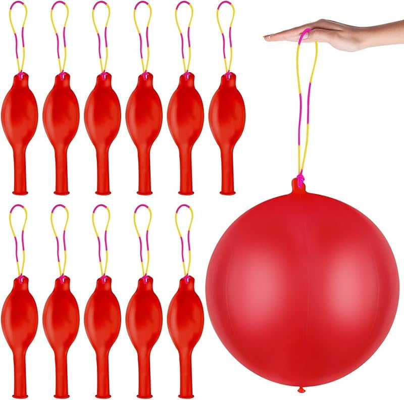 12 Pcs Blue Punch Balloons Bounce with Rubber Band Handle Punching ...