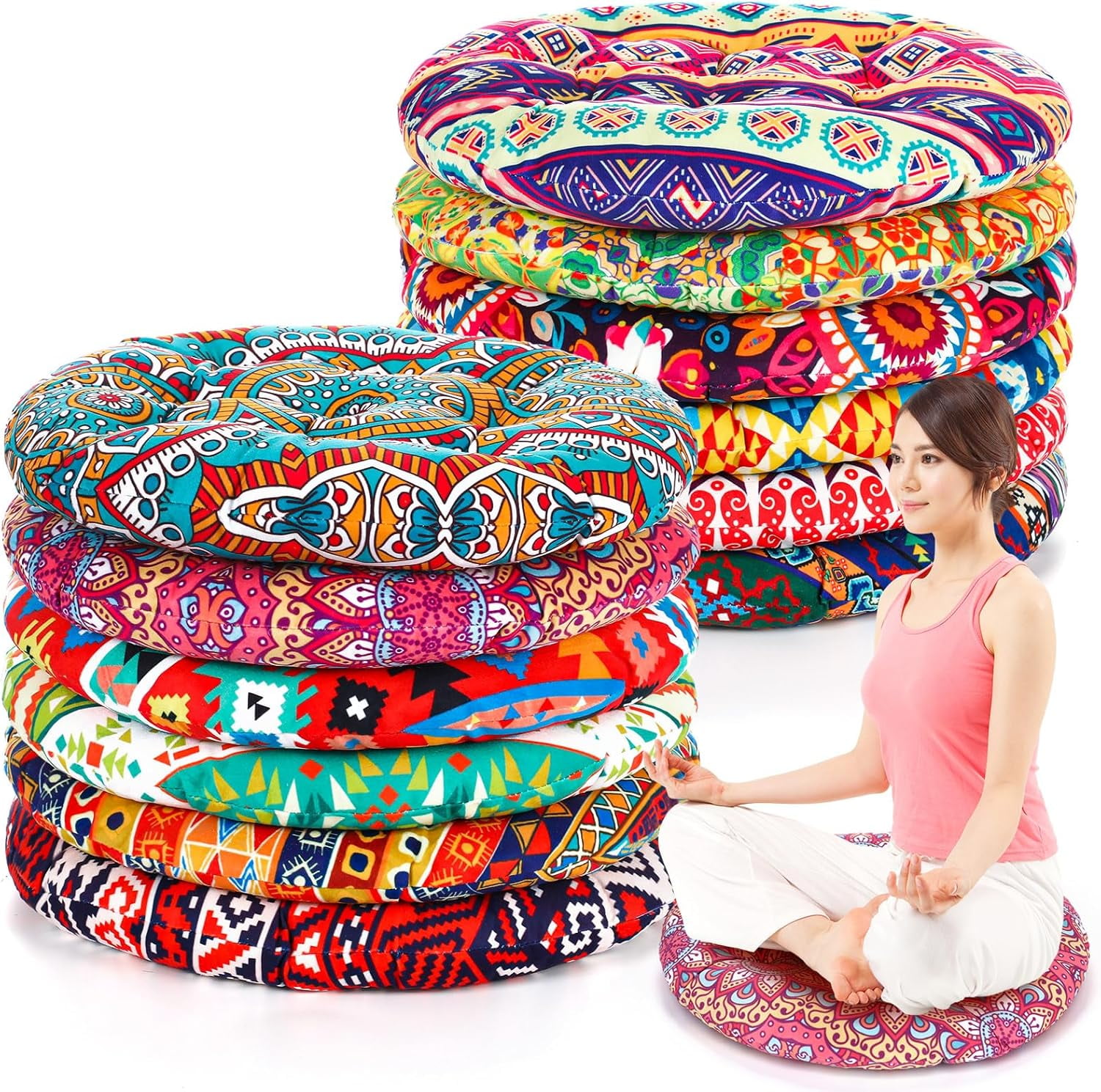 12 Pcs Bohemian Floor Pillows Seating Boho Floor Cushions Sitting ...