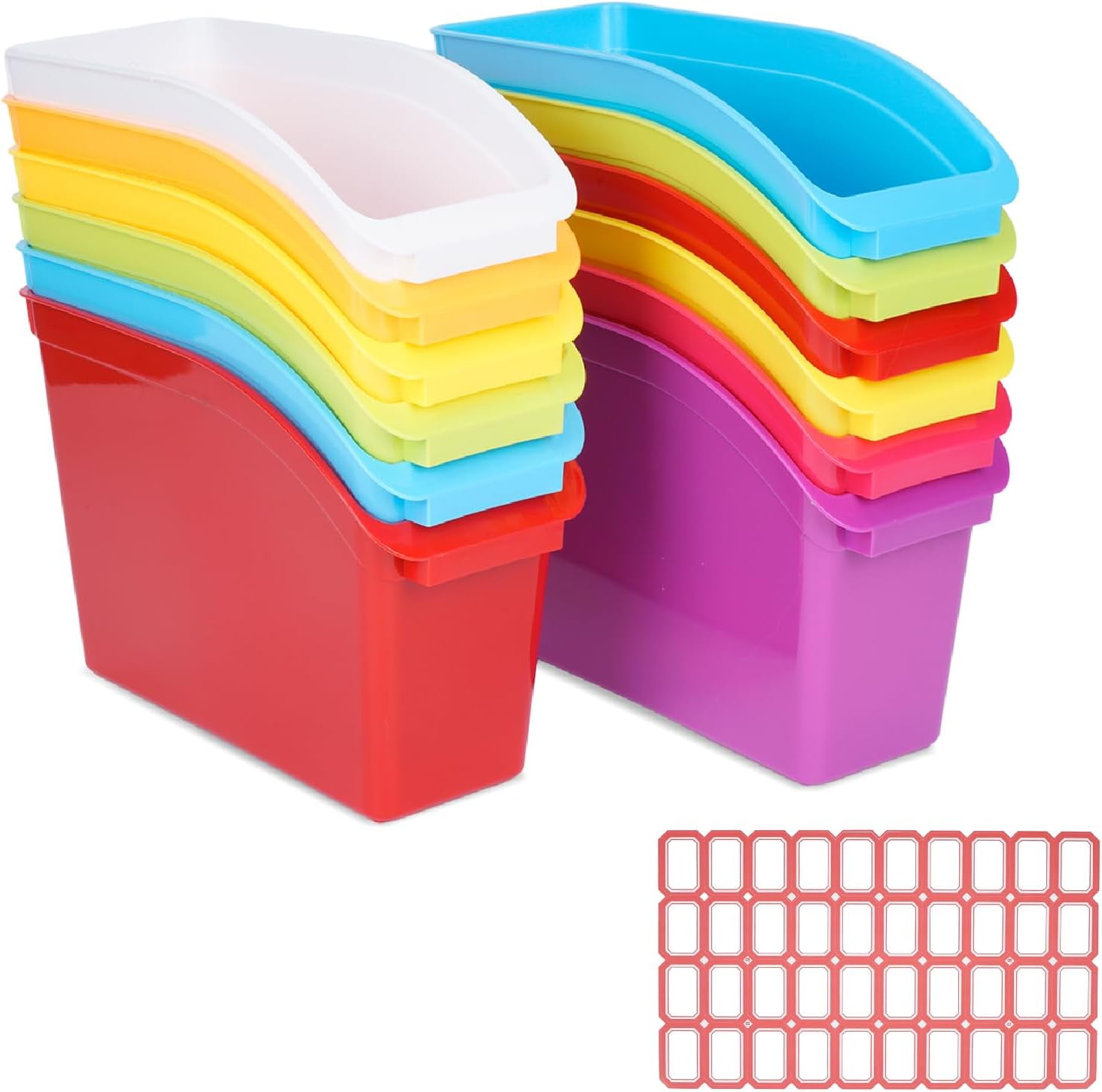 12 Pcs Book Bins for Classroom Colorful Book and Paper Storage ...