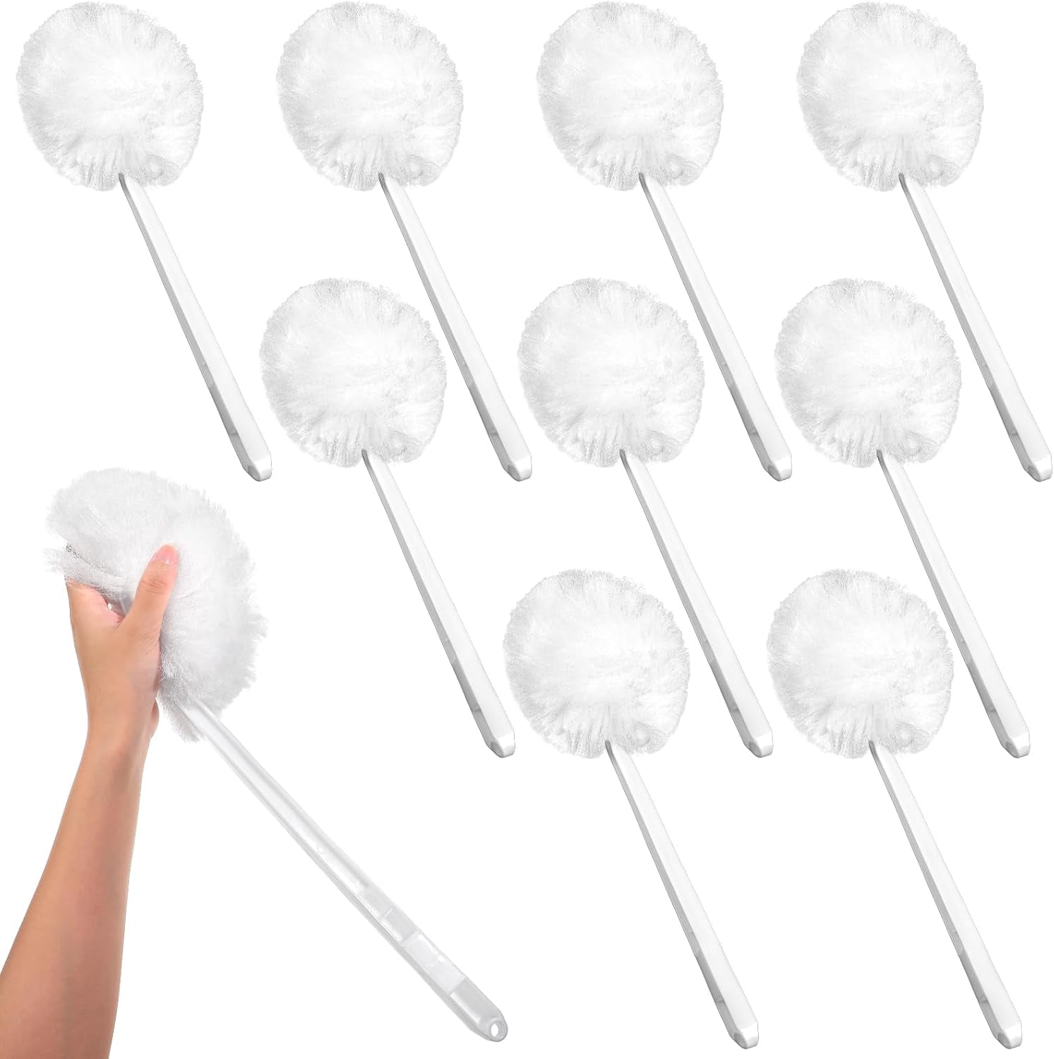 12 Pcs Bowl Brushes Soft Swab Polyester Head 15 Inch White Reusable ...