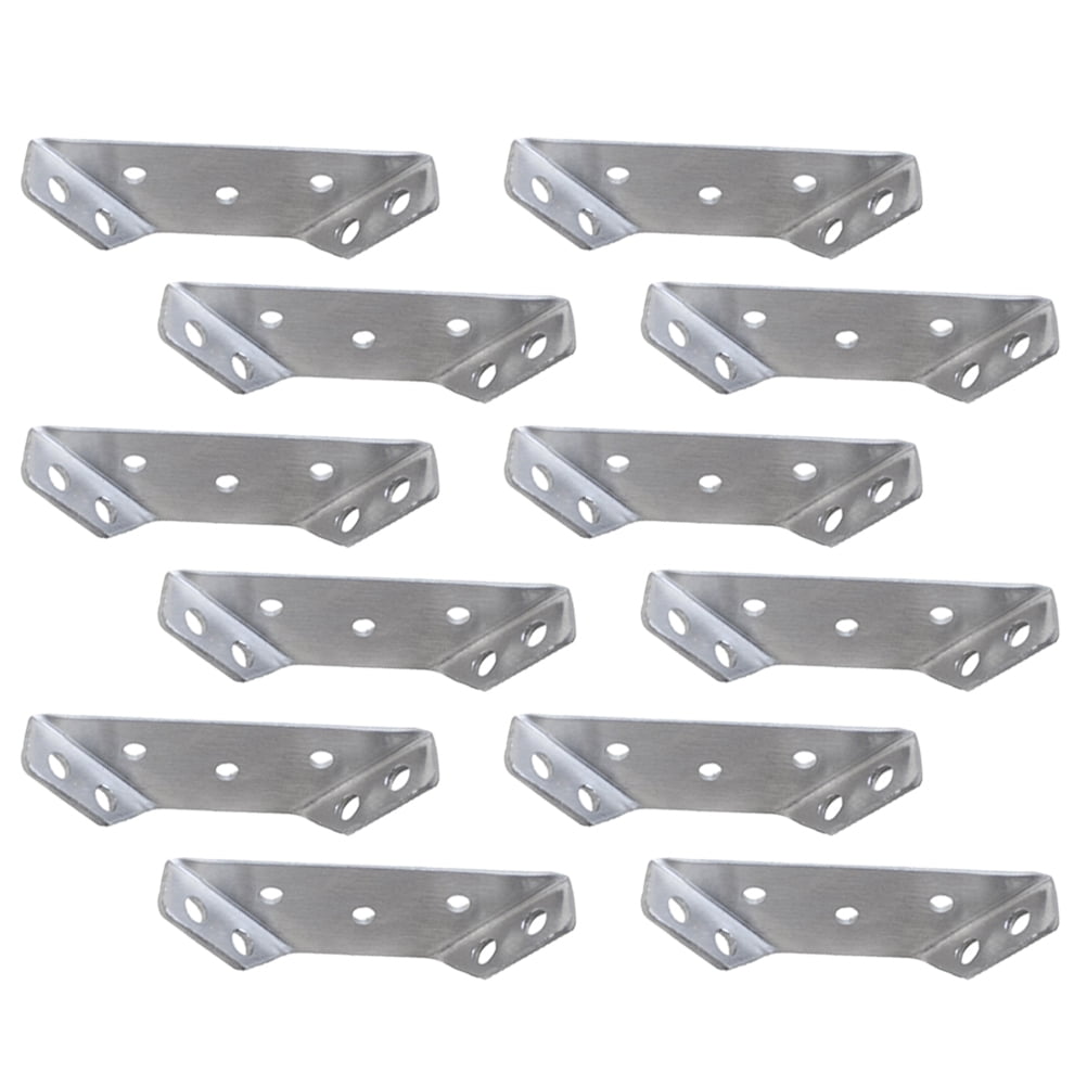 12 Pcs Bracket Connection Steel Brackets Angle Corner Silver - Walmart.com