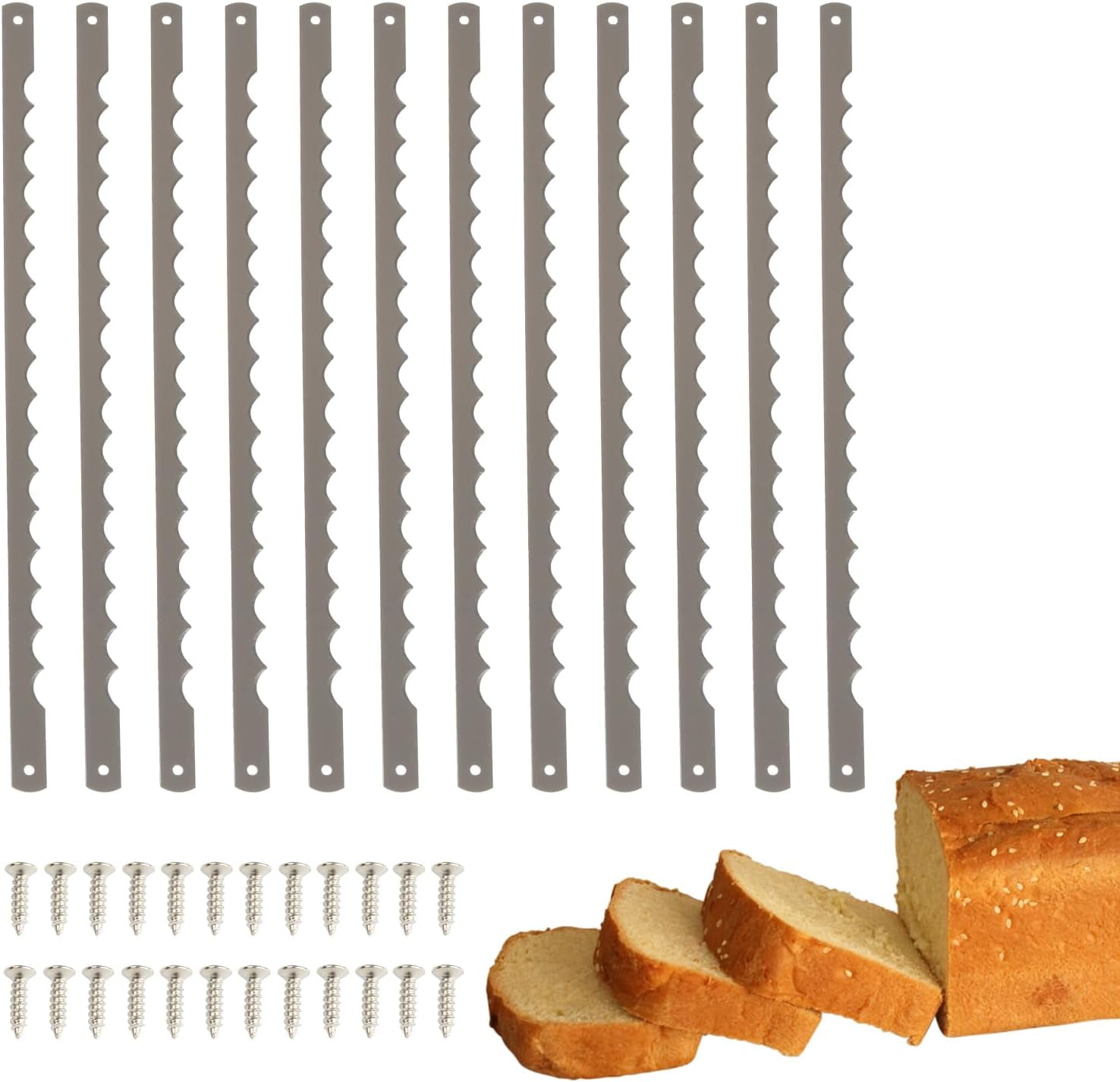 12 Pcs Bread Bow Knife Stainless Steel Replacement Blades, Serrated ...