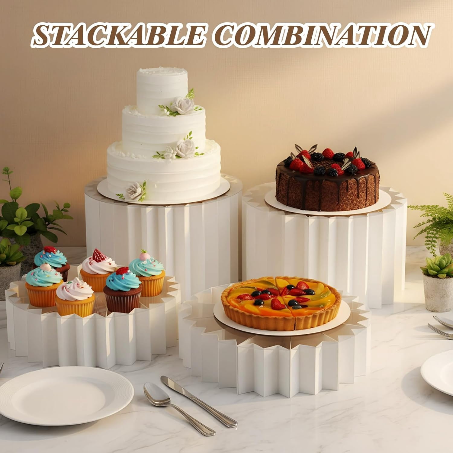 12 Pcs Buffet Risers, Food Risers for Buffet Table, Acrylic Plates and ...