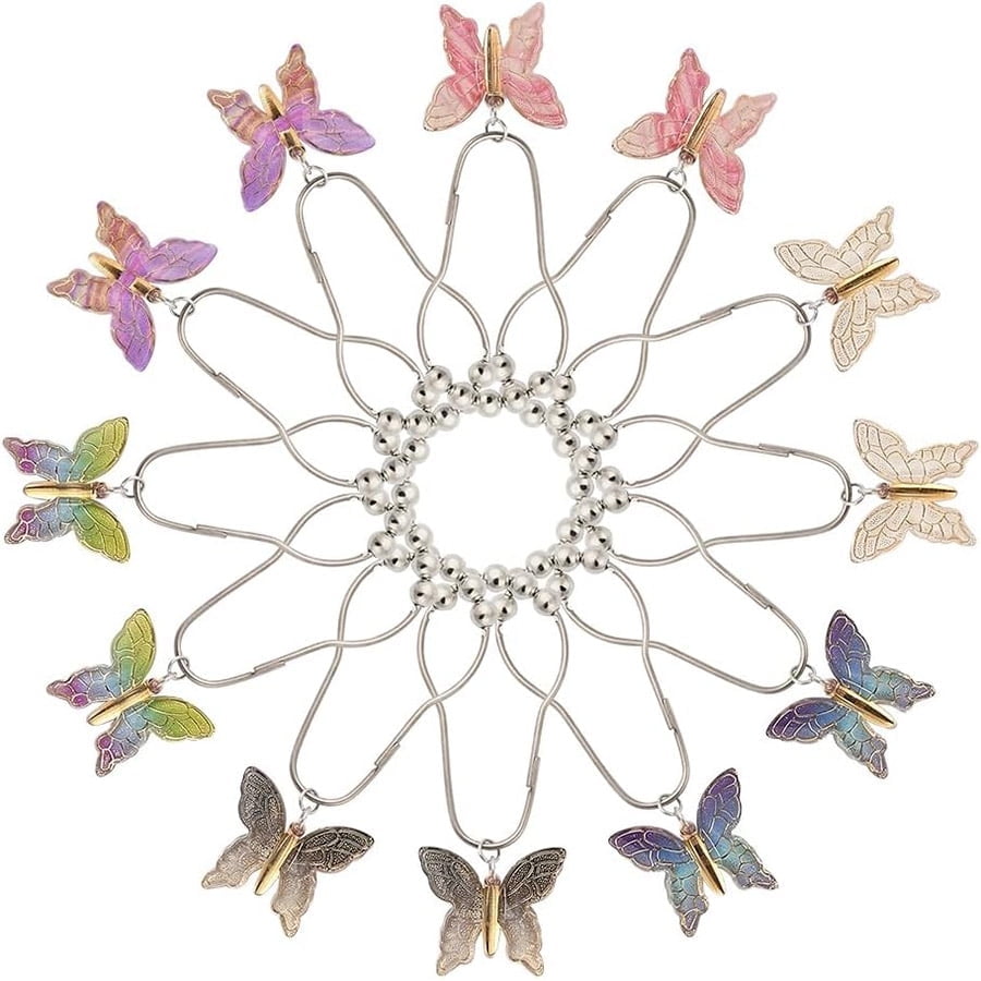 12 Pcs Butterflies Shower Curtain Hooks for Bathroom Shower Rods ...