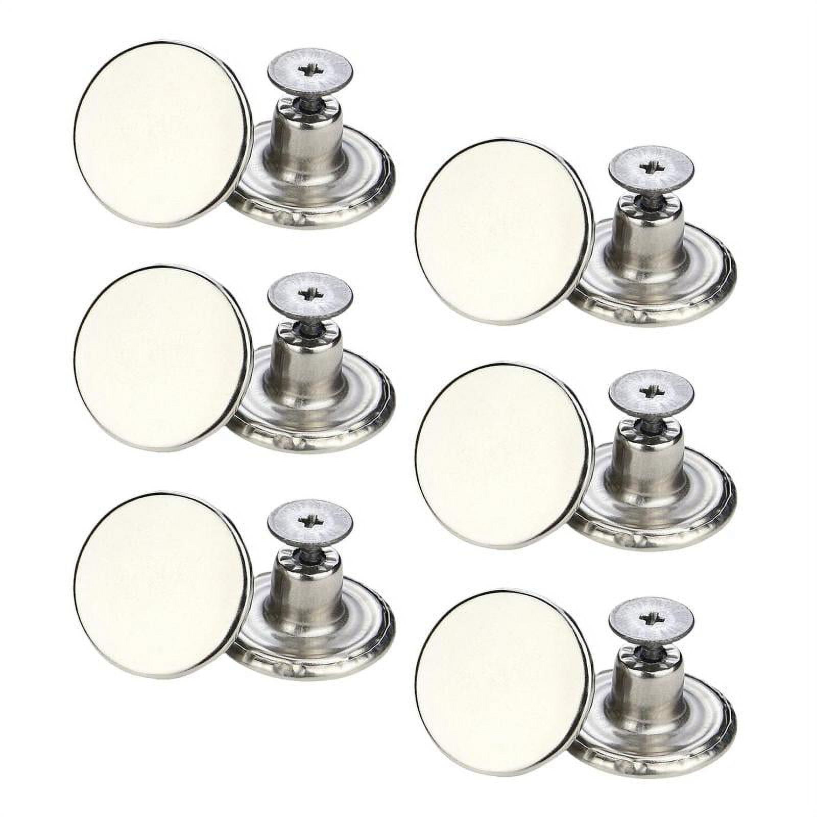 12 Pcs Buttons 17mm Metal Jean Button Replacement with Tool, No Sewing ...