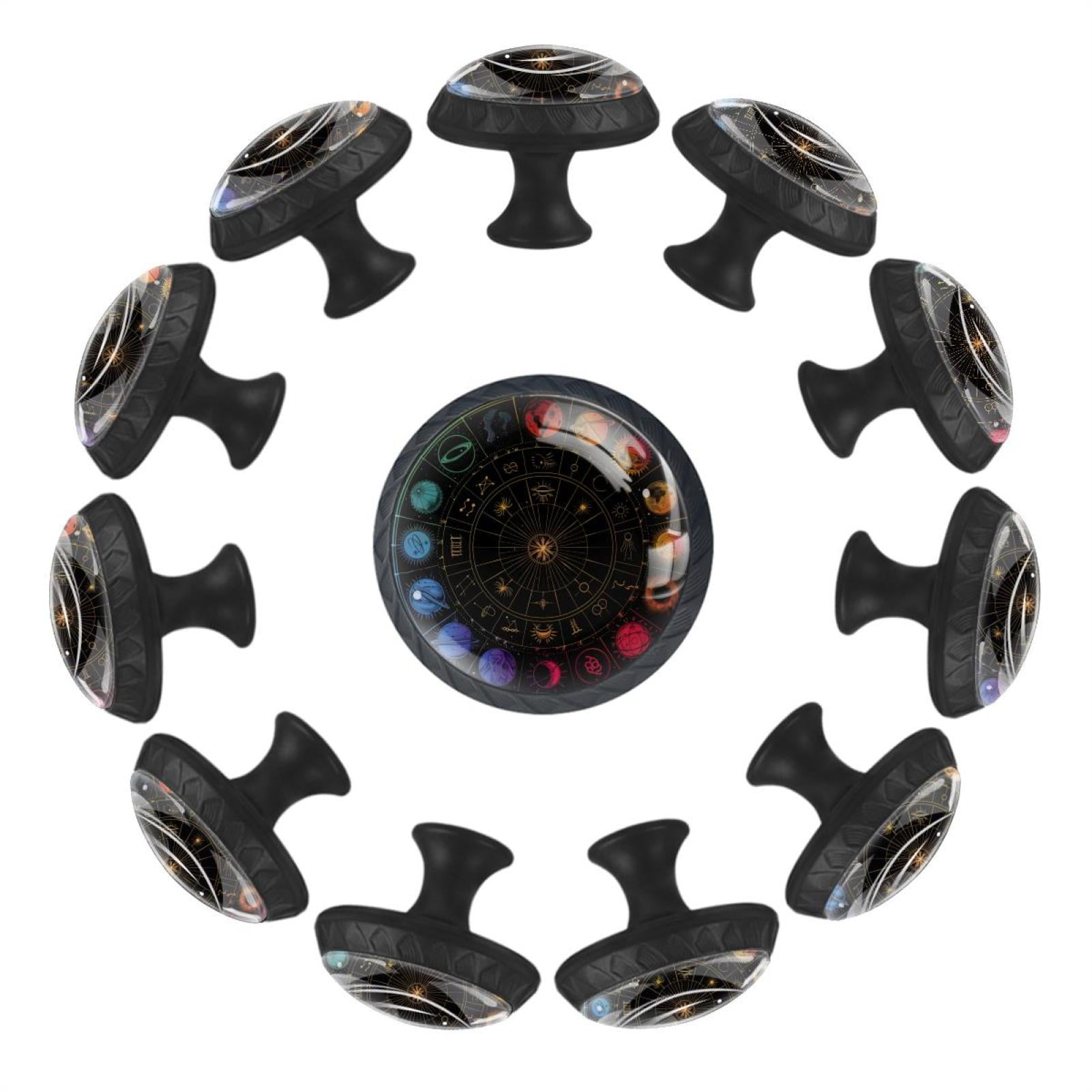 12 Pcs Cabinet Knobs Colorful Zodiac Signs Planets Symbols, Round ...