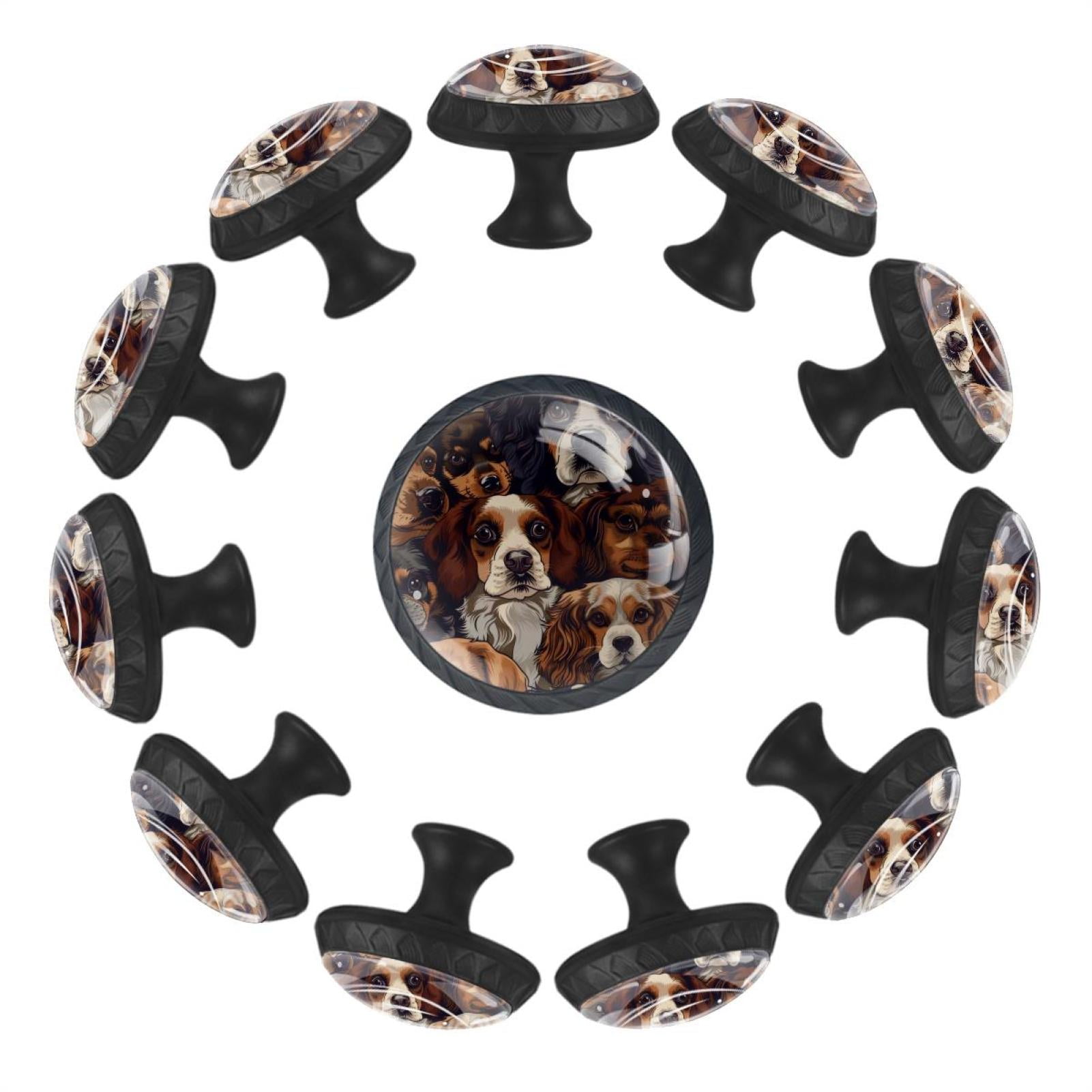 12 Pcs Cabinet Knobs Cute Puppy Dogs Seamless, Round Crystal Glass ...