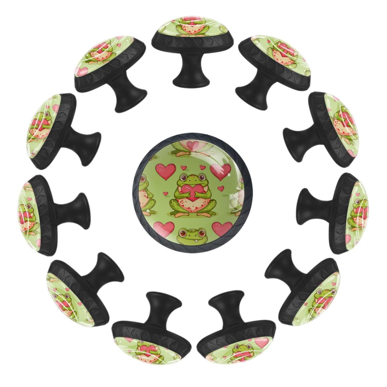 12 Pcs Cabinet Knobs Funny Animal Frog Hold Various Heart, Round ...