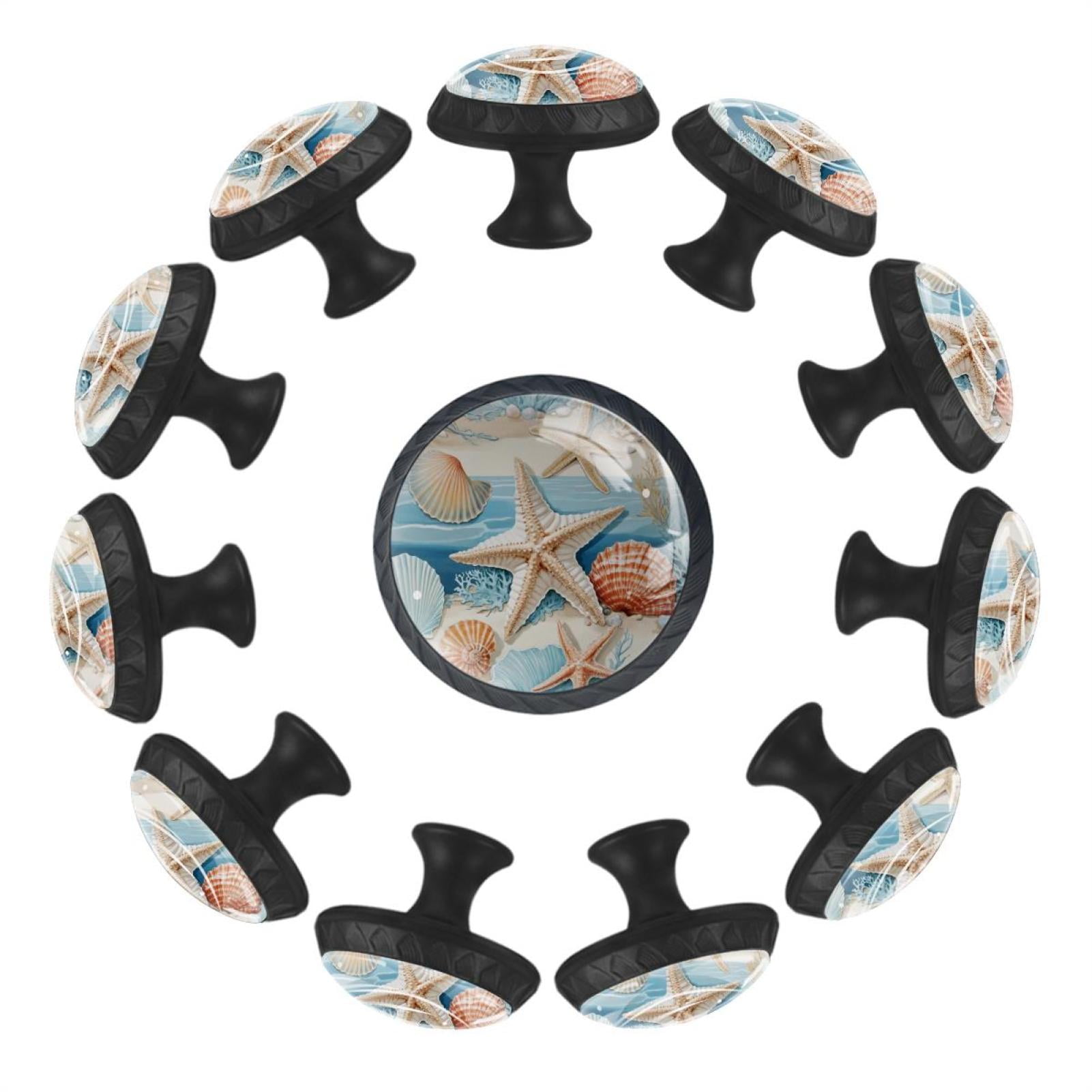 12 Pcs Cabinet Knobs Nautical Coastal Coral Seashell Beach Starfish ...