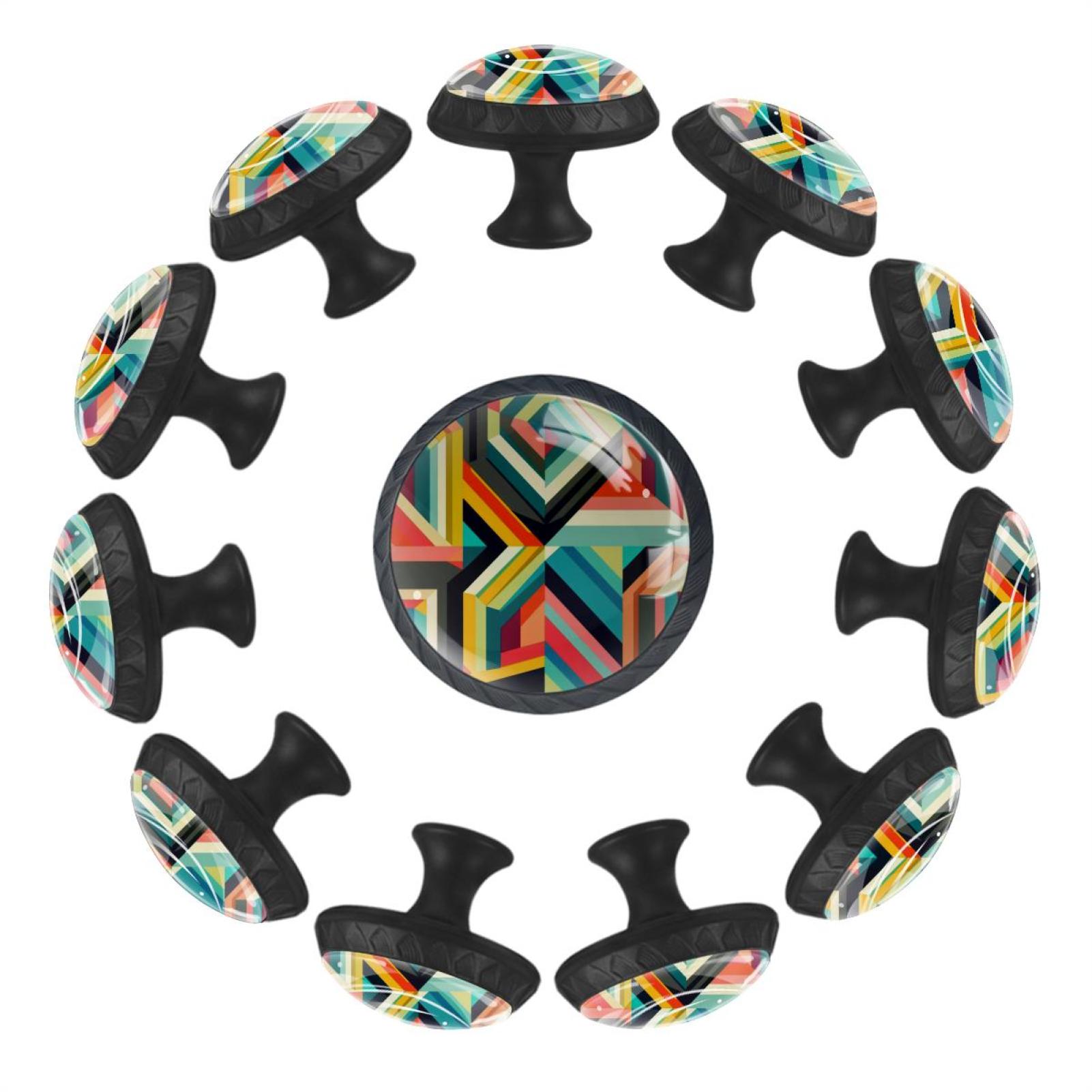12 Pcs Cabinet Knobs Seamless Geometric Pattern, Round Crystal Glass ...