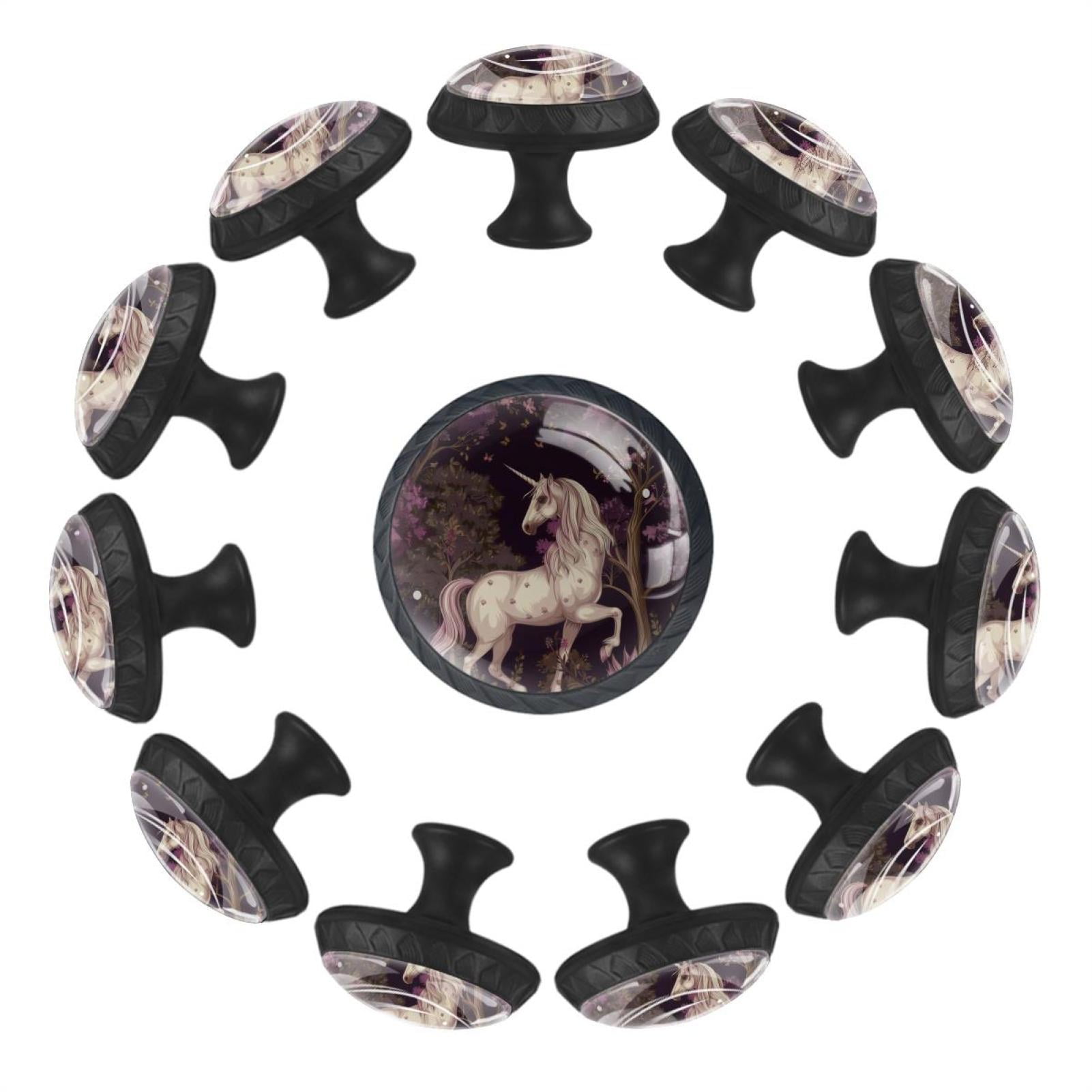12 Pcs Cabinet Knobs Vintage Unicorn in Magic Forest, Round Crystal ...