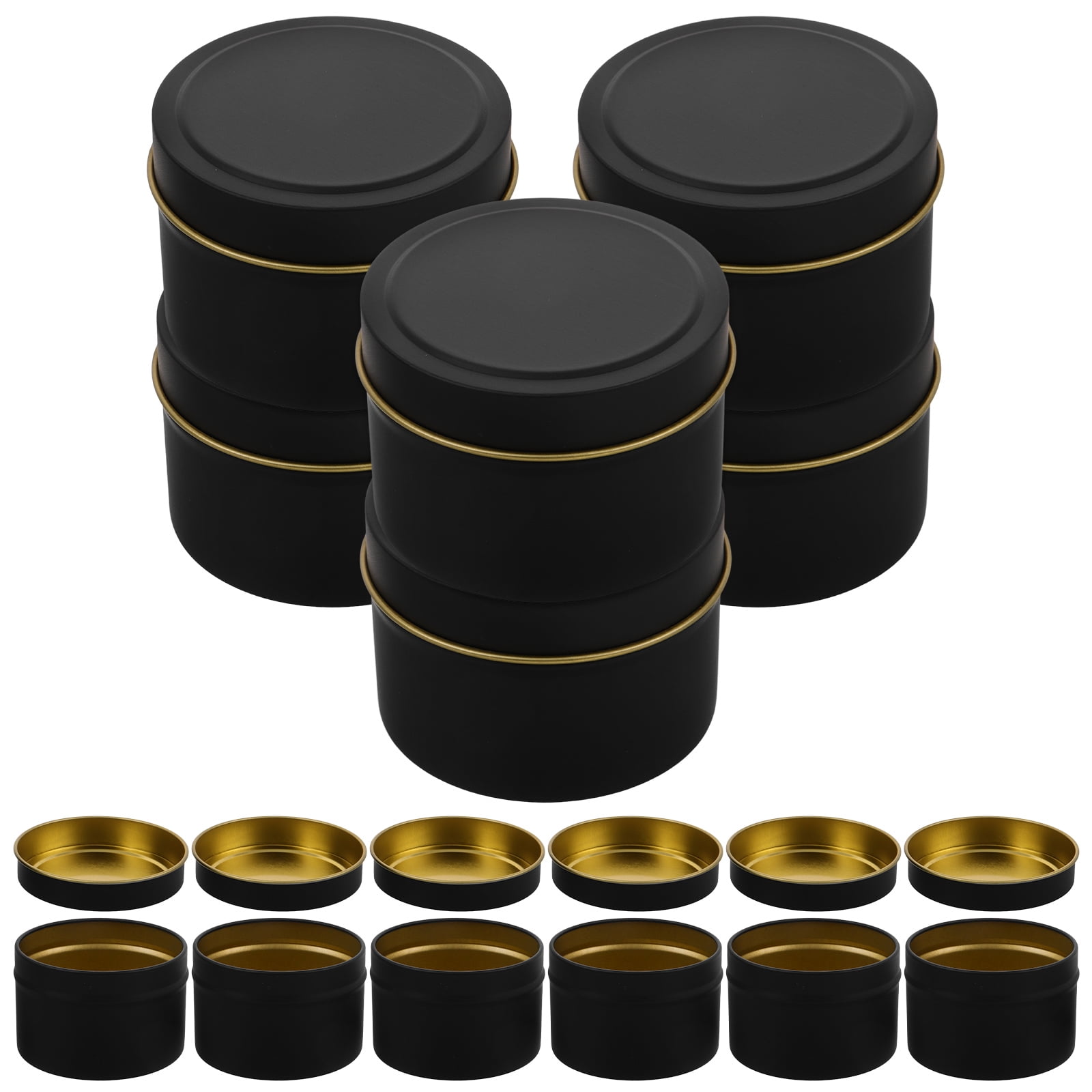 12Pcs Black Tinplate Candle Jars with Lids for Storage Use and DIY ...