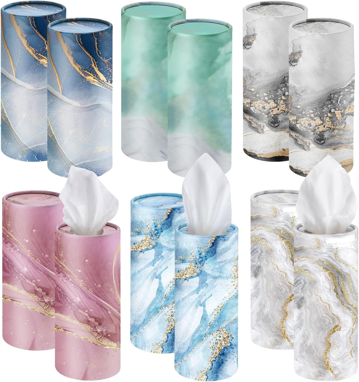 12 Pcs Car Tissues Cylinder Holder with 3 Ply Facial Tissue Bulk Black ...