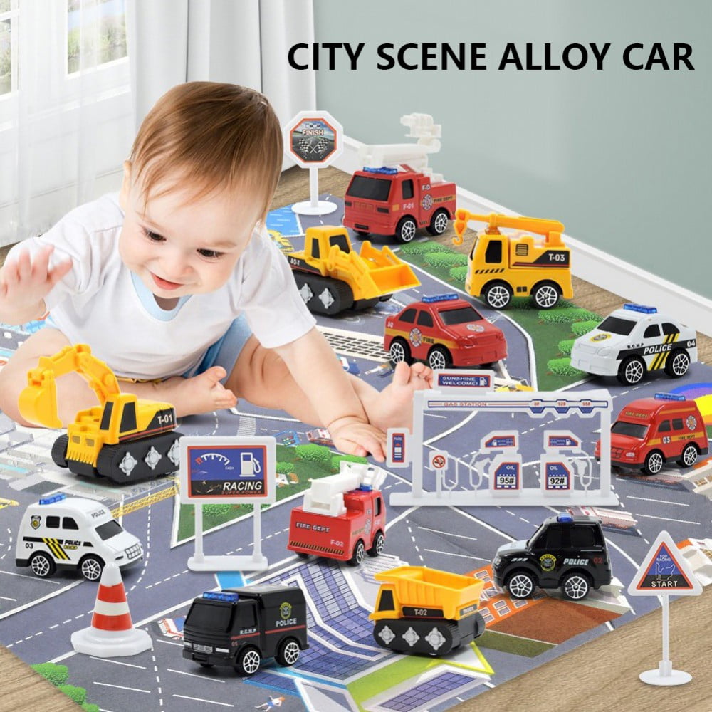 12 Pcs Car Toys Set for Kids 3-12 Years Old Truck Car Set, with City ...