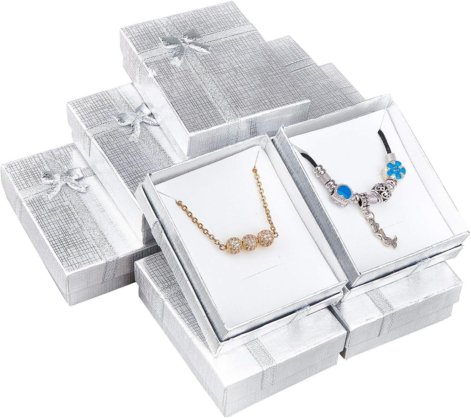 12 Pcs Cardboard Jewelry Box with Bowknot Valentines Day Gifts Packages ...