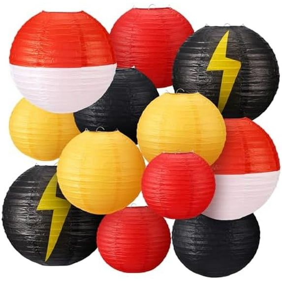 12 Pcs Cartoon Ball Hanging Paper Lanterns Cartoon Game Anime Themed ...