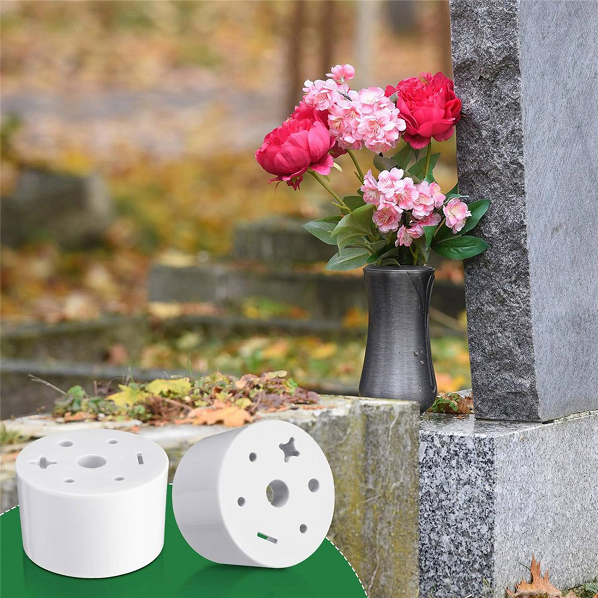 12 Pcs Cemetery Grave Vase Inserts Plastic Cemetery Flowers Holder ...