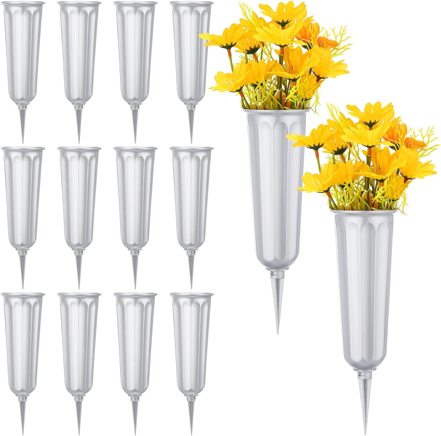 12 Pcs Cemetery Vases with Spikes Plastic Memorial Floral Vases Grave ...