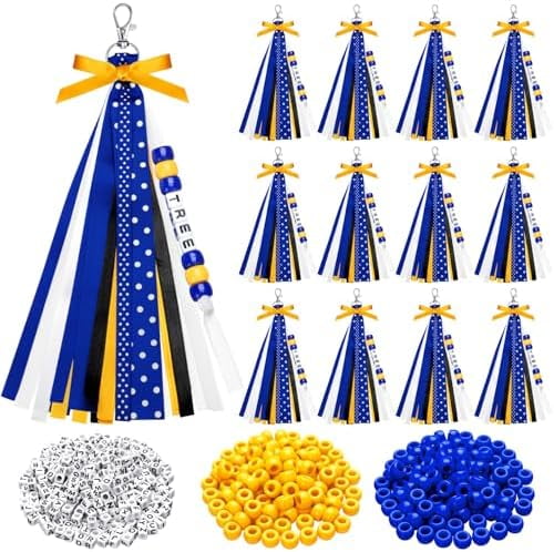 12 Pcs Cheer Keychains Cheerleader Gifts for Team Personalized DIY Bead ...