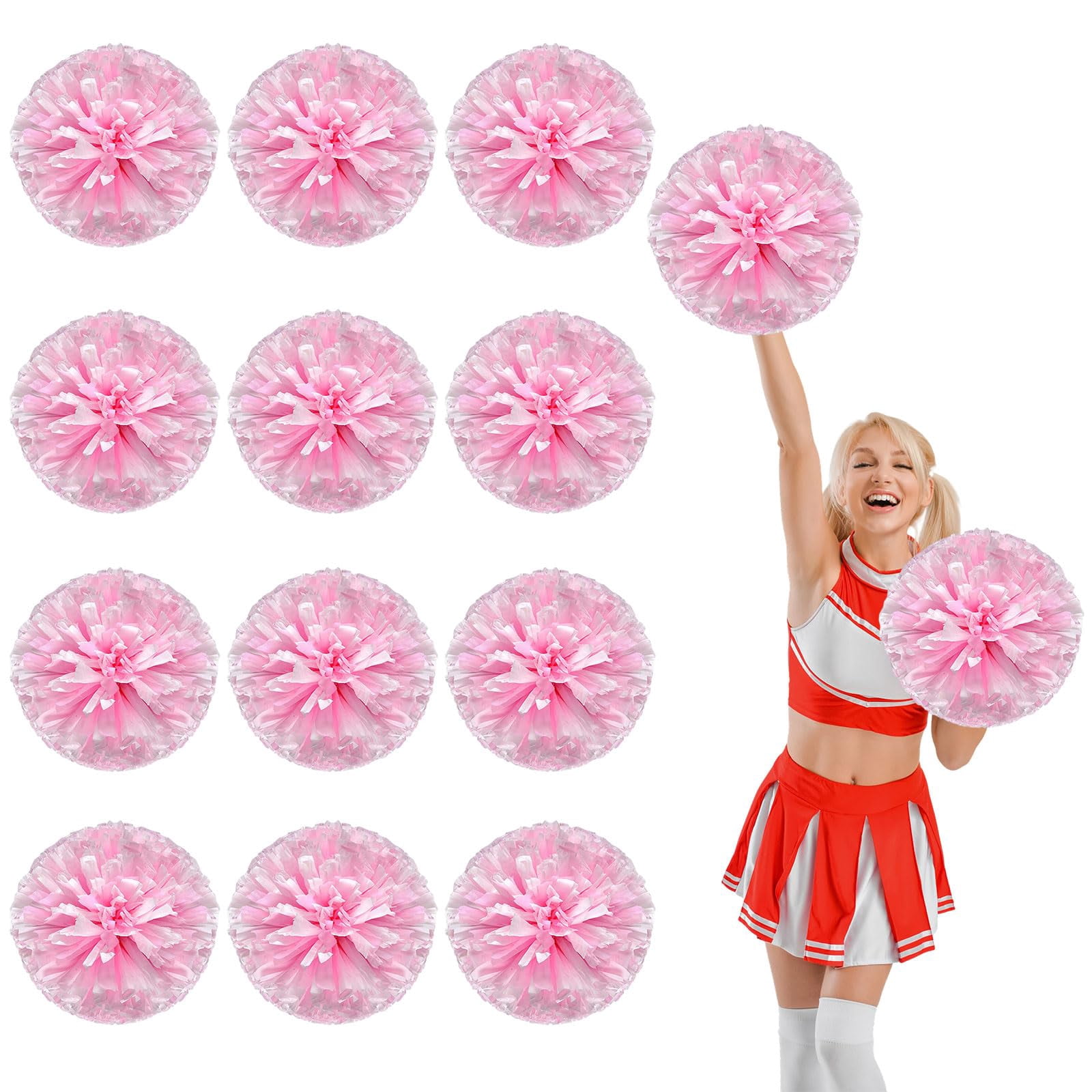 12 Pcs Cheerleading Pom Poms,Cheerleading Handheld Squad Pompoms for ...