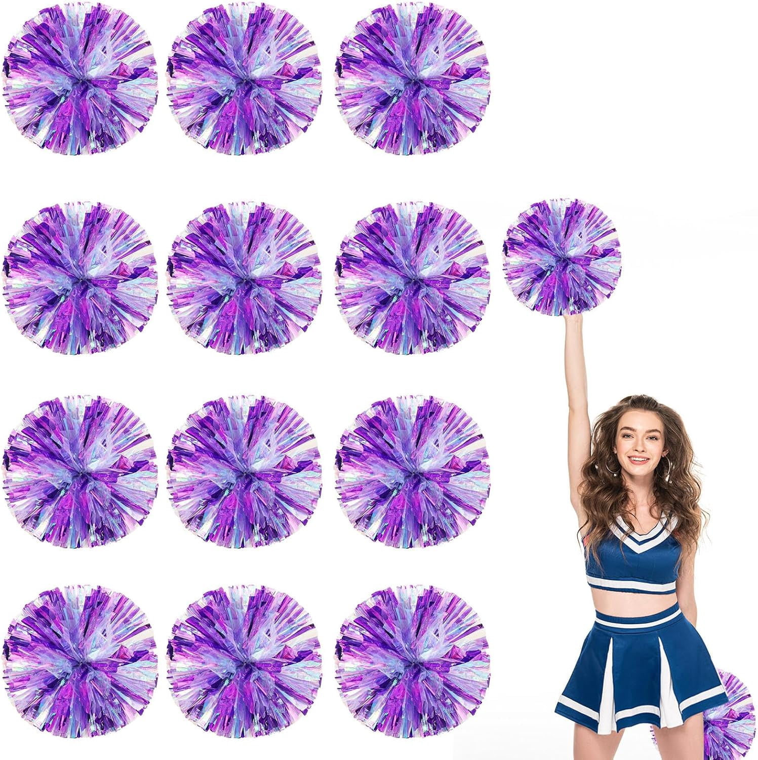 12 Pcs Cheerleading poms,pom poms Cheerleading with Finger Holes ...