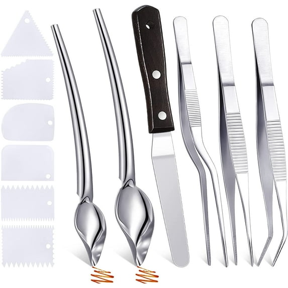 12 Pcs Chef Plating Tools Plating Drizzle Spoons Cooking Tweezers ...