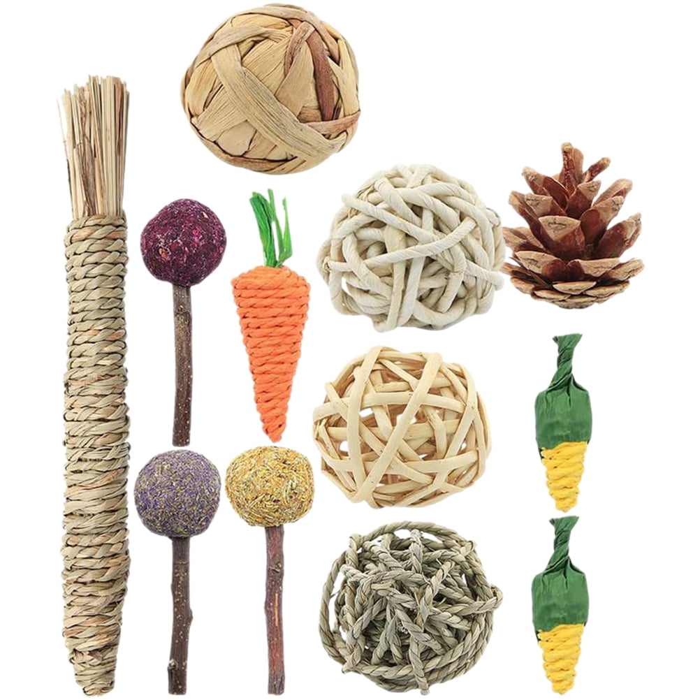 12 Pcs Small Pet Chew Toys for Chinchilla Hamster Guinea Pig Cage ...