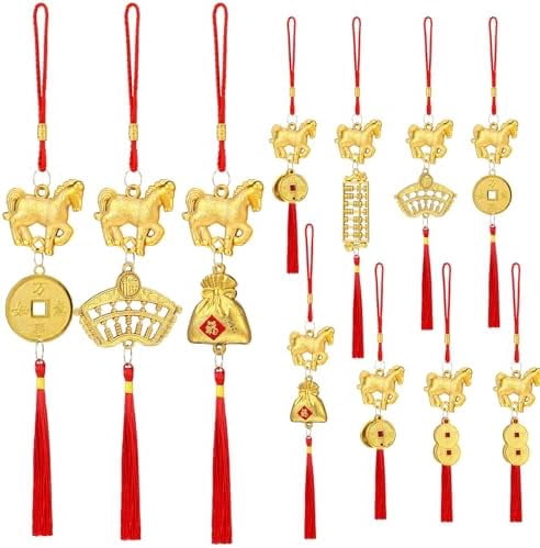 12 Pcs Chinese New Year Decorations 2026 Horse Feng Shui Lucky Charms ...