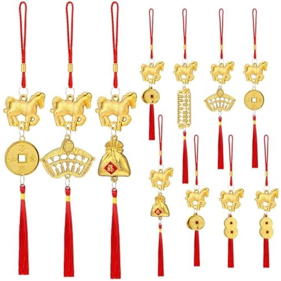 12 Pcs Chinese New Year Decorations 2026 Horse Feng Shui Lucky Charms ...