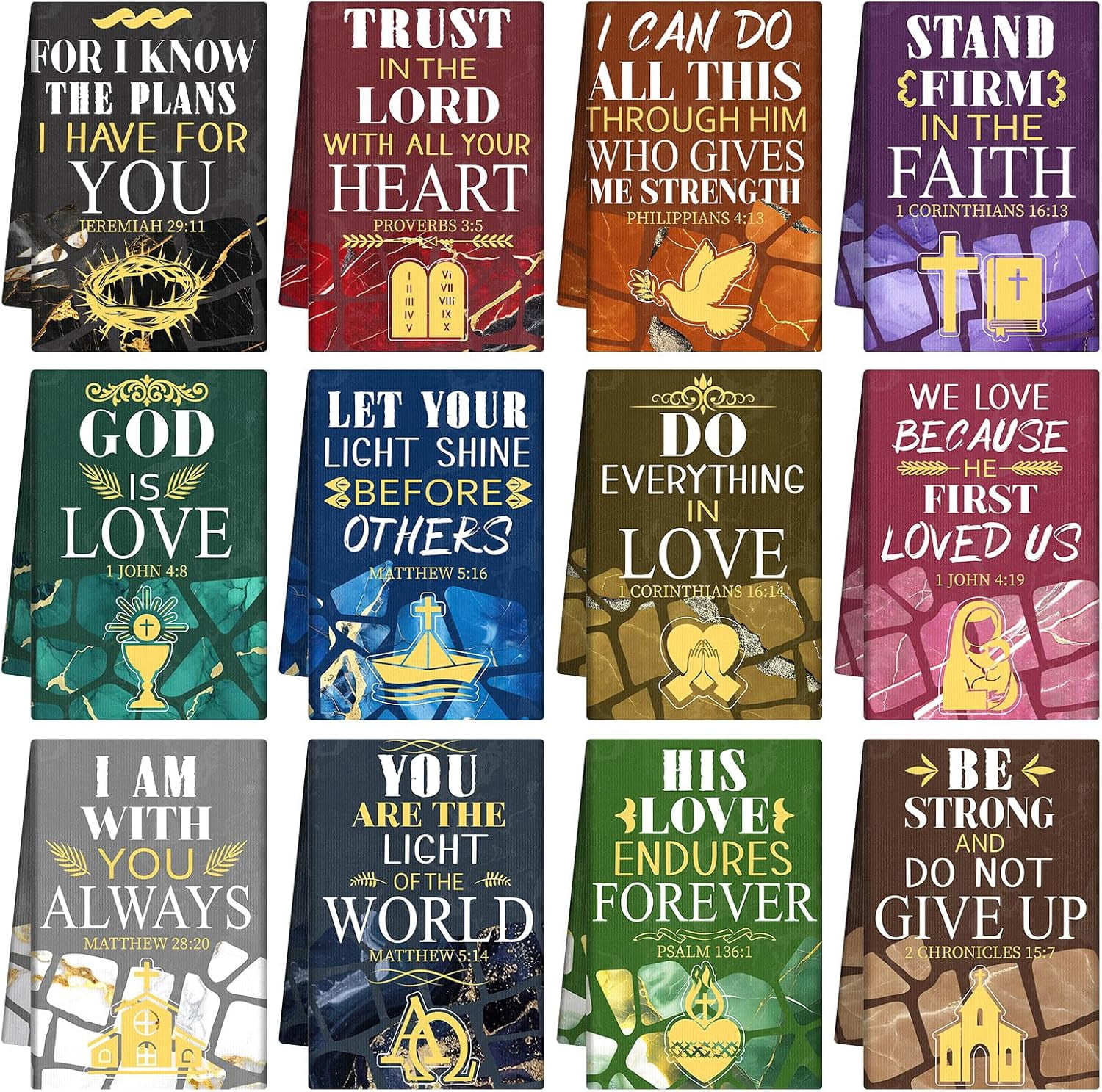 12 Pcs Christian Kitchen Dish Towels Gifts Bulk Floral Religious ...